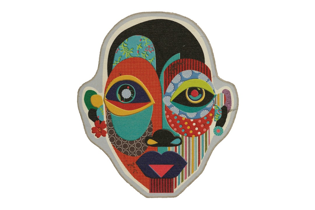 Vibrant Abstract Face Pattern Rug Eco-friendly, Organic Dye, Oval ...