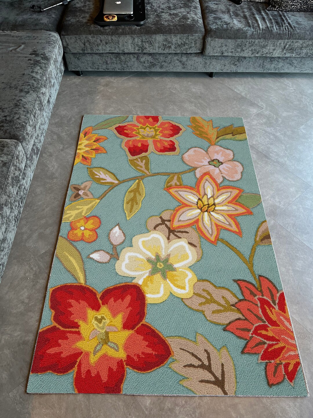 Colorful Flower Pop Art Rug, Rug for Living Room, Modern Decorative ...