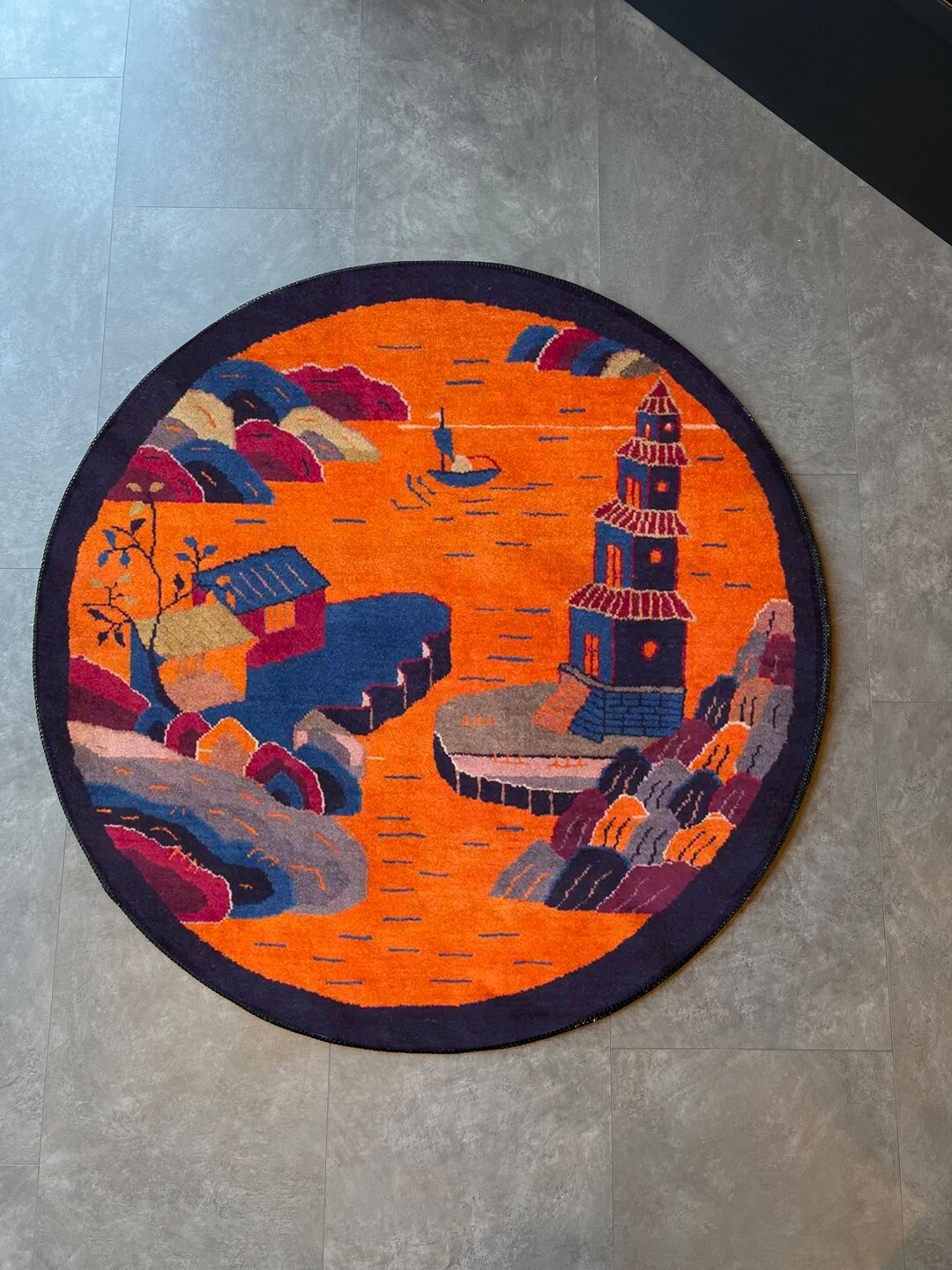 Circle Pop Art Decorative Area Rug, Modern Art Carpet, Boho ...