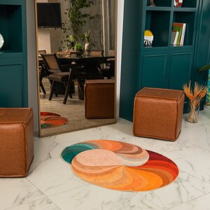 Retro Sunset Swirl Round Rug/ Antique Circle Carpet/ Bohemian Round ...