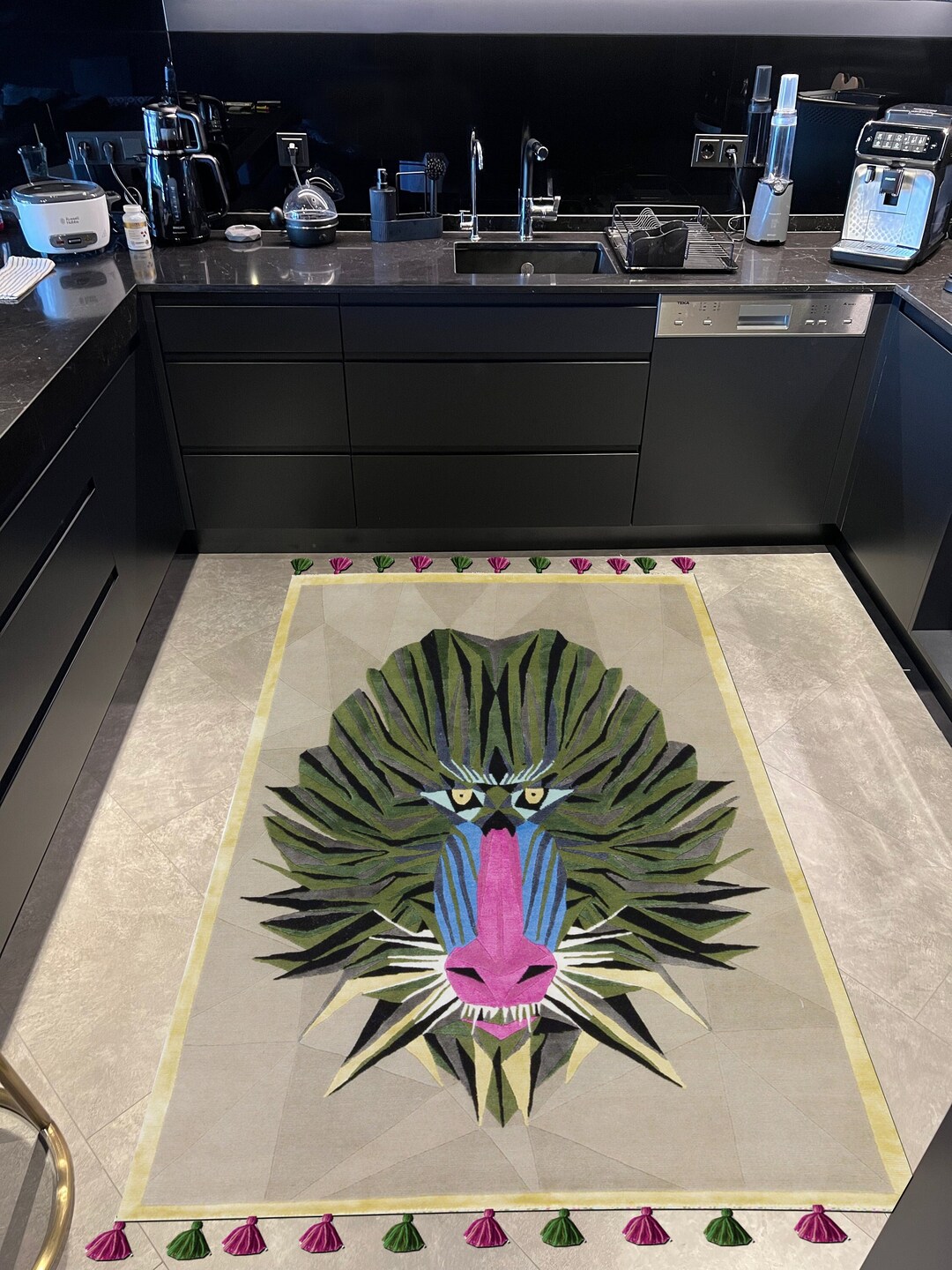 Tufted Baboon Pop Art Rug, Animal Design Modern Art Rug, Hallway Runner ...
