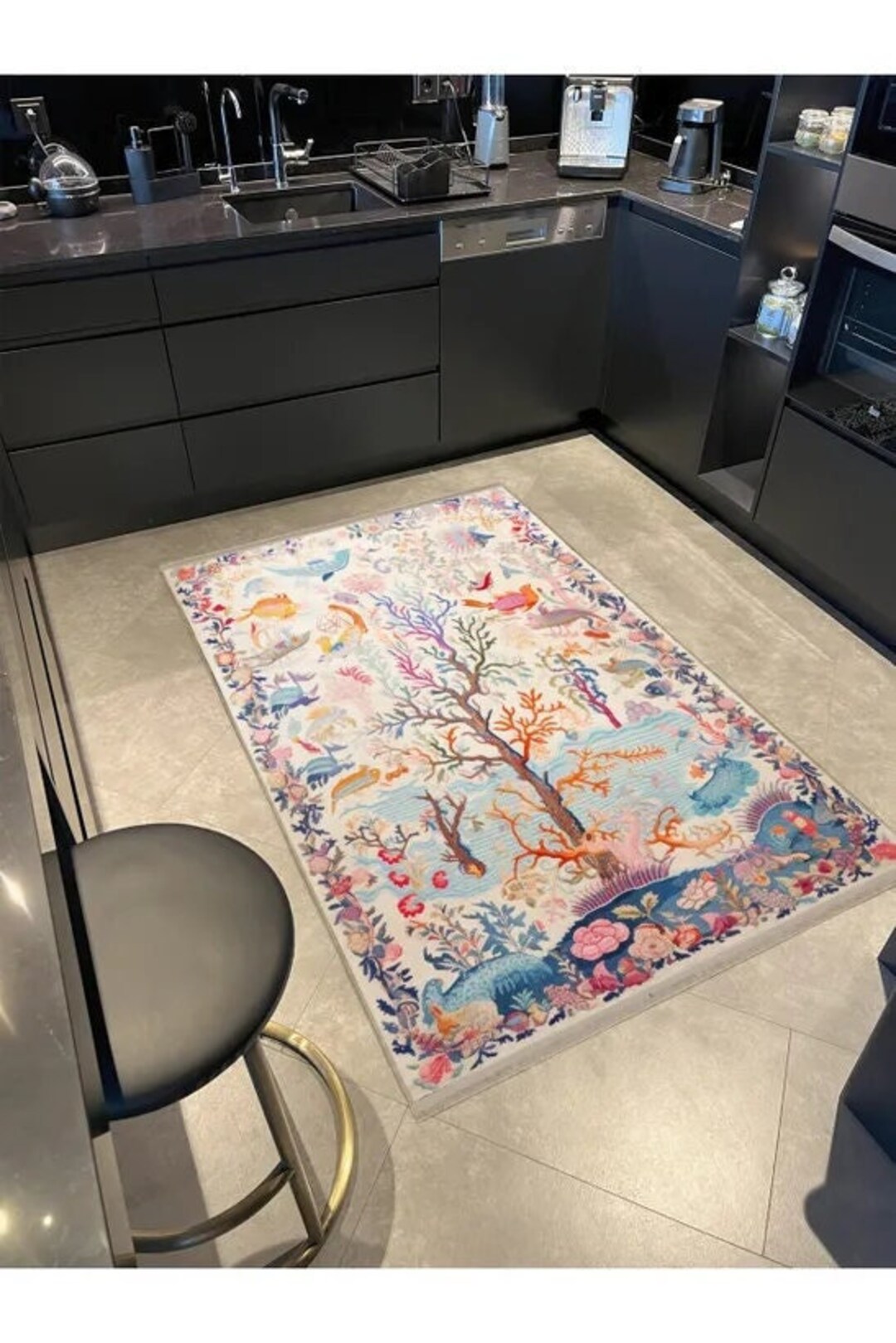 Vibrant Underwater Paradise Area Rug Colorful Marine Life Design/ Eco ...