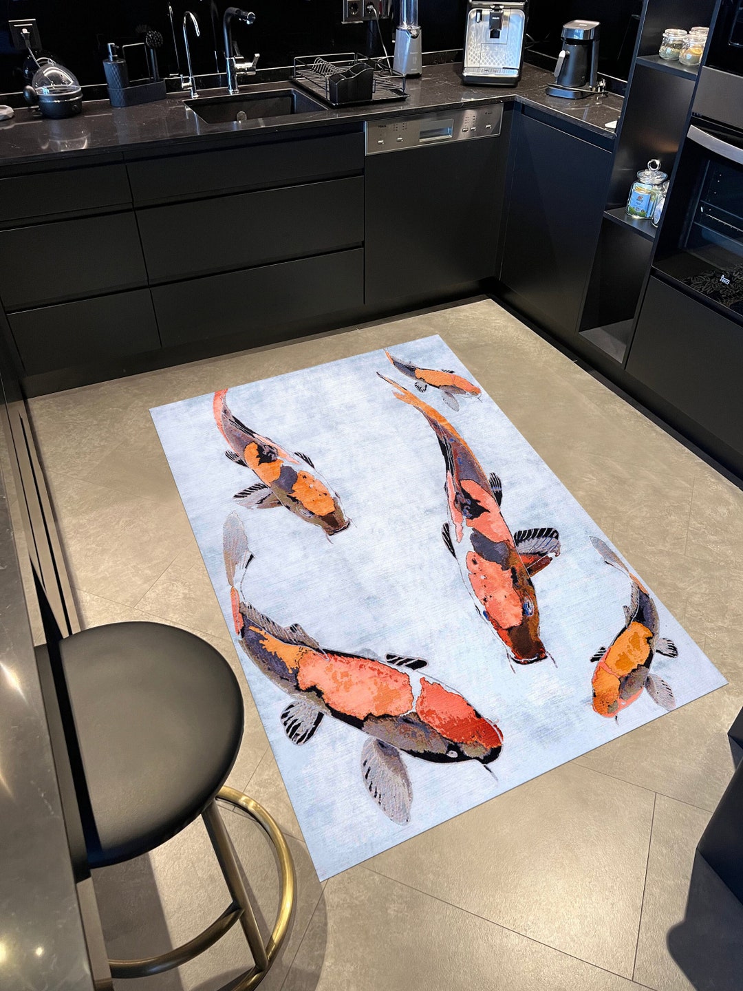 Tranquil Elegance Koi Fish Rug Eco-friendly and Vibrant Design, Rugs ...