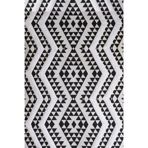 Black and White Cotton Geometric Area Rug, Contemporary Modern Unique ...