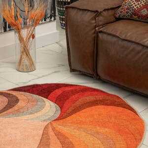 Retro Sunset Swirl Round Rug/ Antique Circle Carpet/ Bohemian Round ...