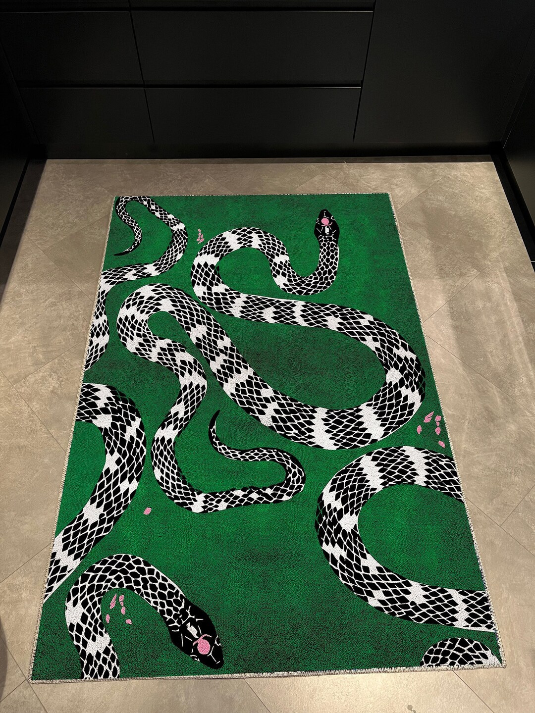 Striking Green Snake Rug Bold Design With Eco-friendly Materials, Rugs ...