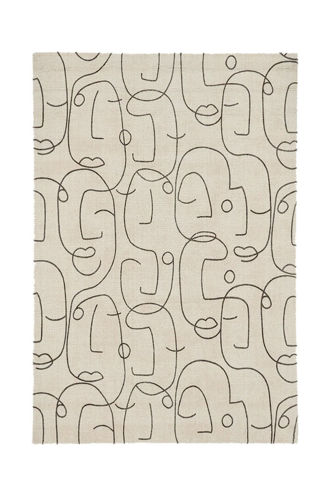 Modern Abstract Faces Line Art Rug Minimalist Design, Eco-friendly ...