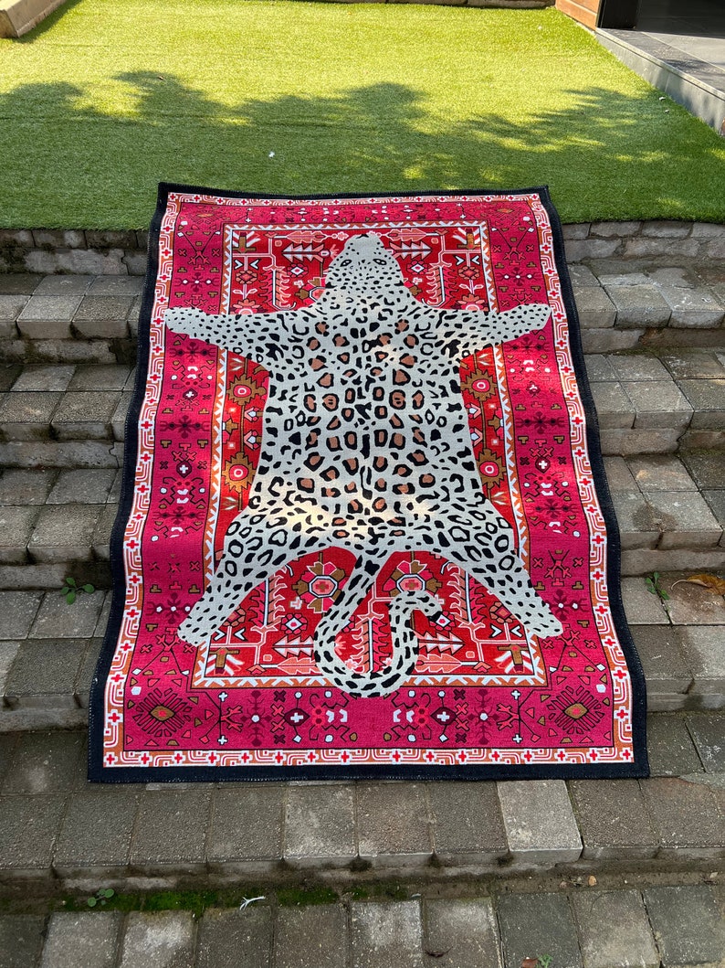 Stylish Red Cheetah Pattern Pop Art Rug Rugs for Your Living - Etsy