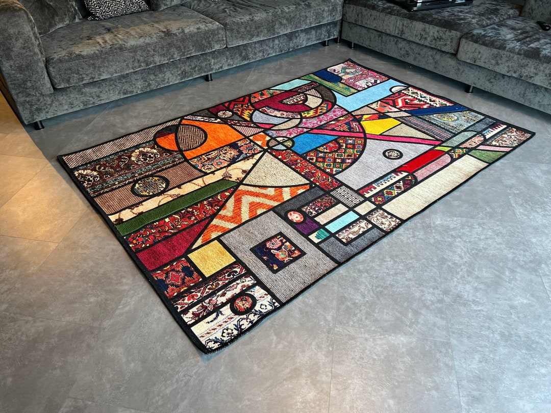Illustration Geometric Pop Art Rug Modern Art Decorative Rug - Etsy