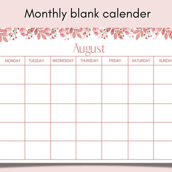 Blank Calendar Pdf - Etsy