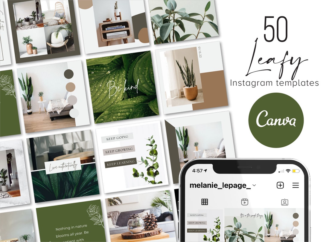 Leafy Green Instagram Post Template, Canva Instagram Template ...