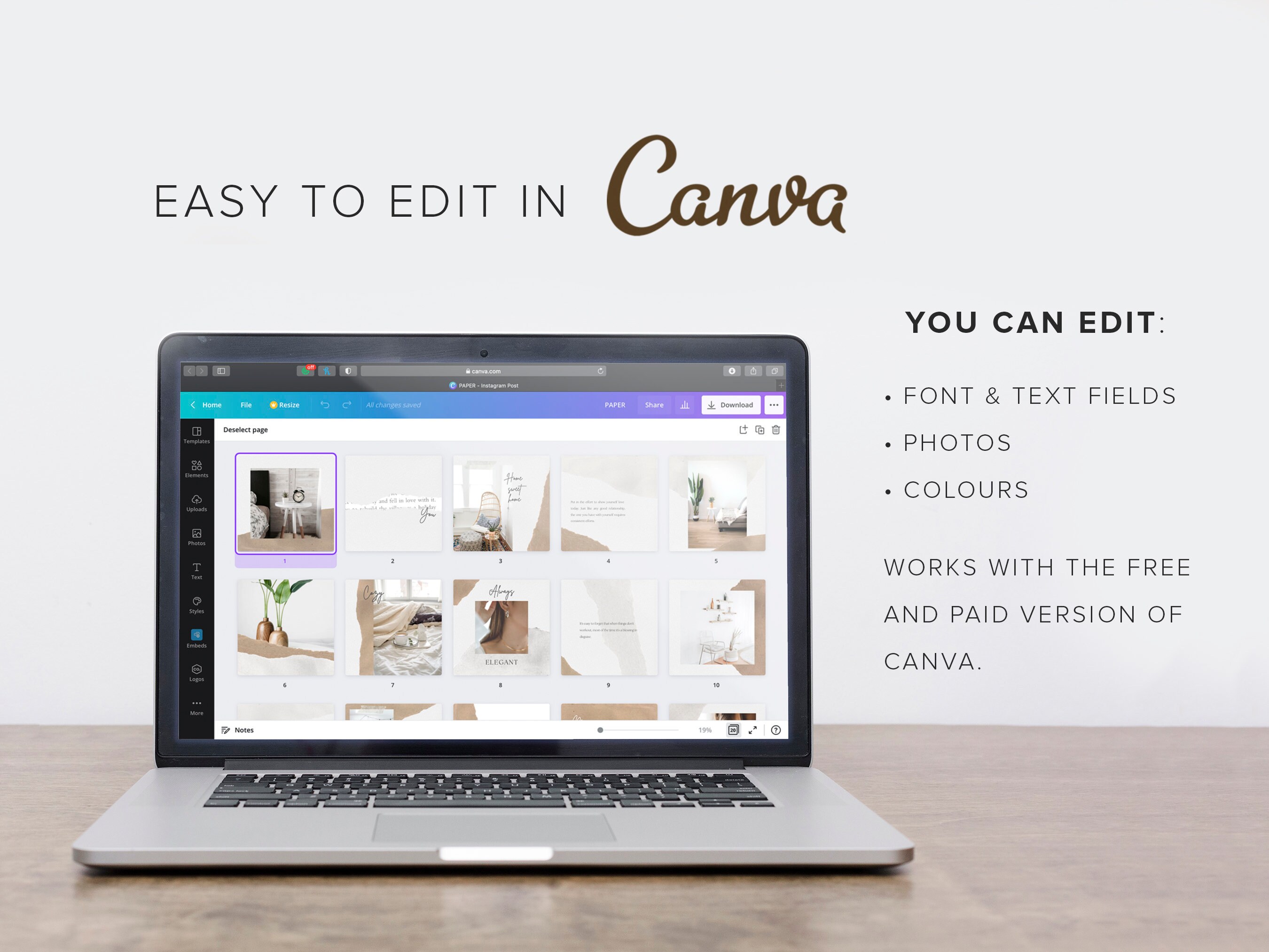 40 Paper Instagram Post Templates, Canva Instagram Template, Instagram ...