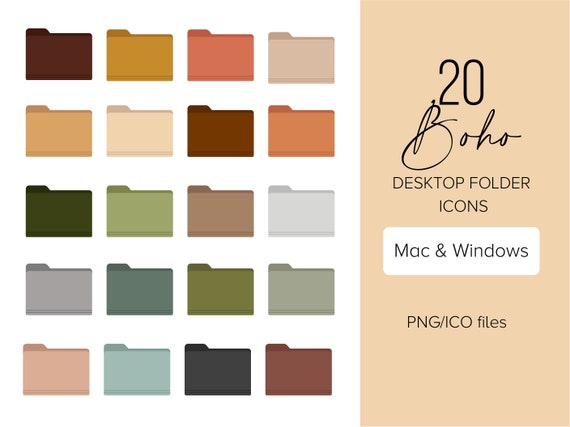 Boho Desktop Folder Icons Mac OS Windows Folder Icon | Etsy