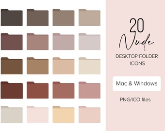 Boho Desktop Folder Icons , Mac OS Windows Folder Icon, Neutral Tone ...