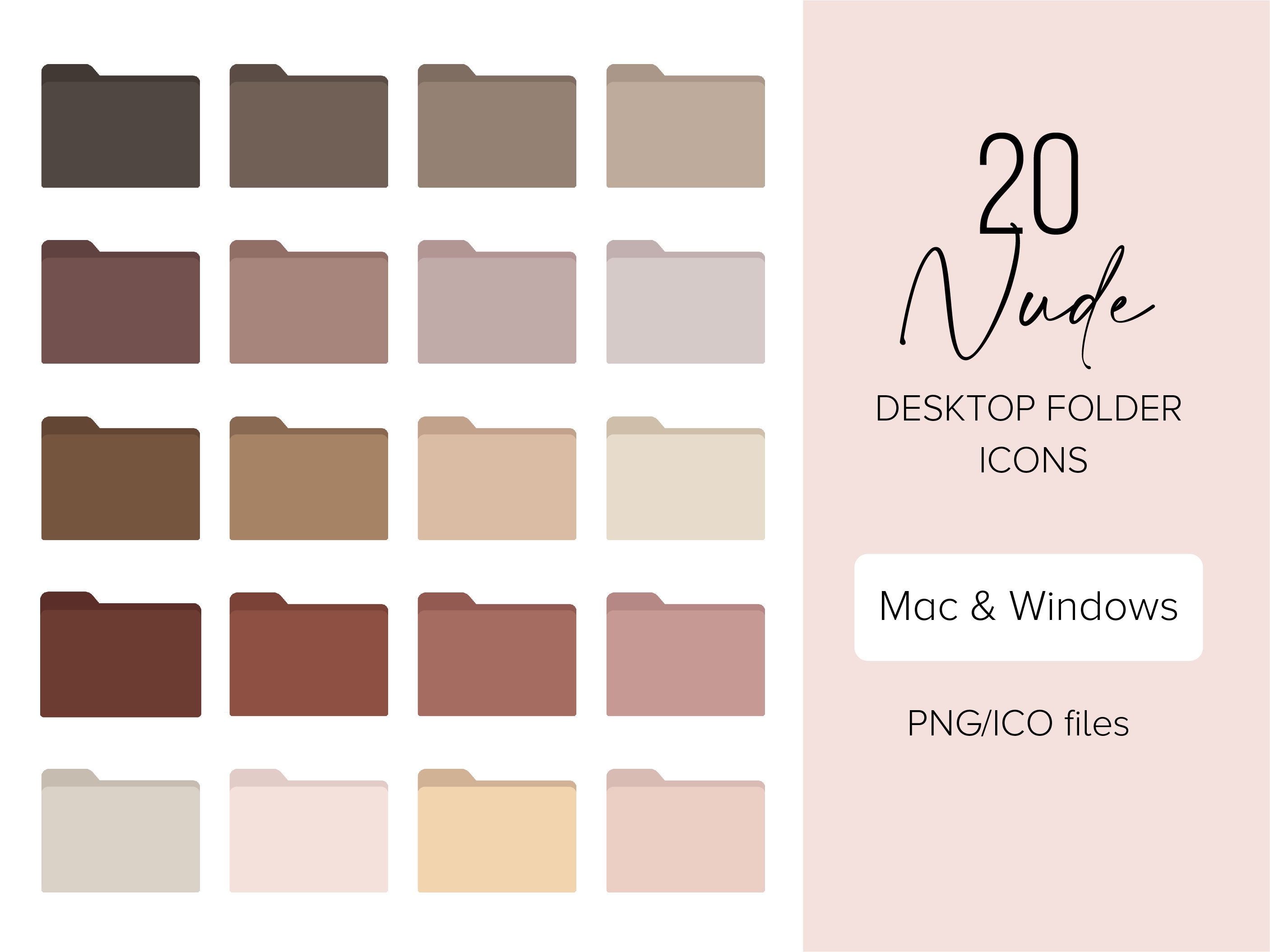 20 Skin Tone Desktop Folder Icons, Mac OS Windows Folder Icon, Neutral ...