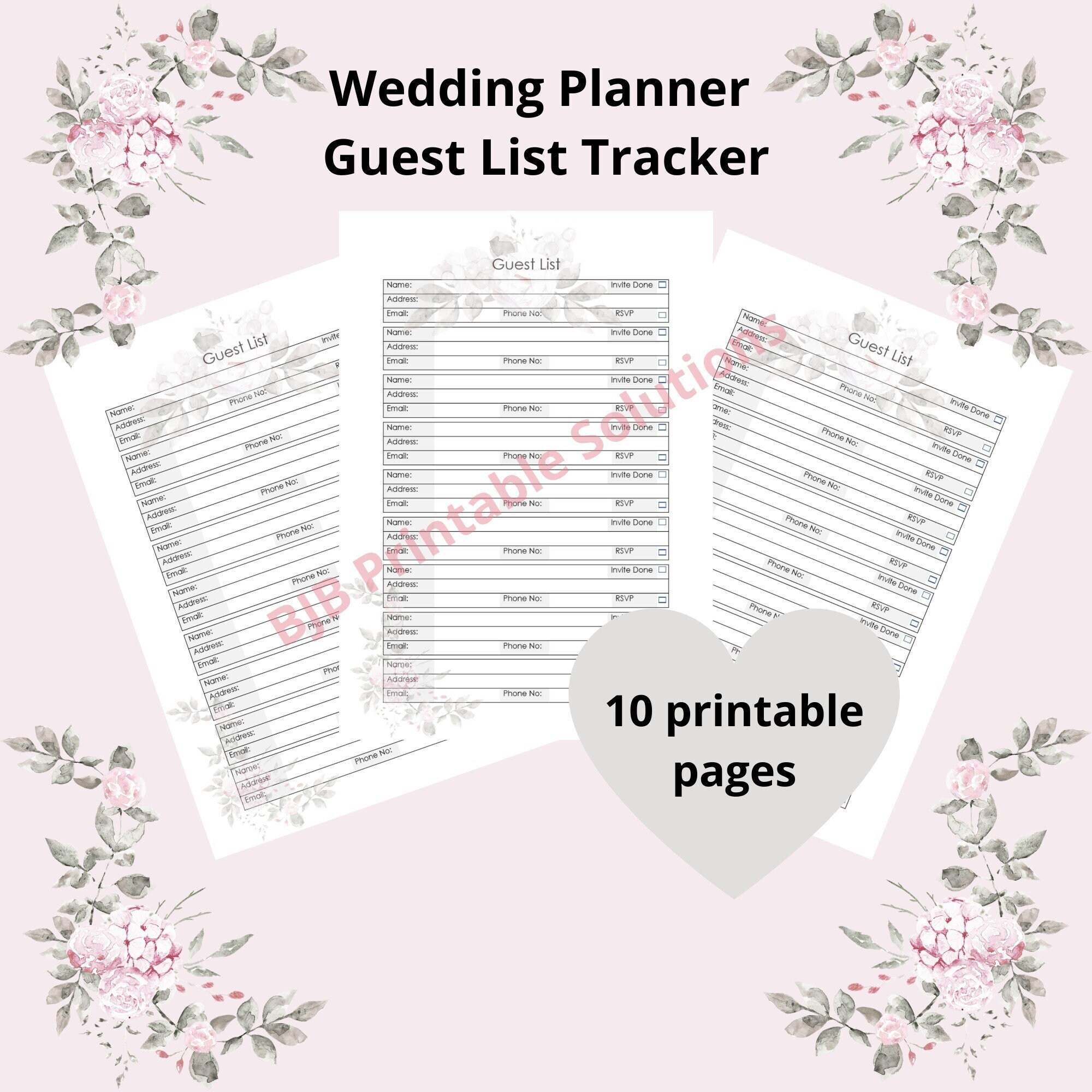 Wedding Planner Guest Checklist | Digital Wedding Planning Guide ...
