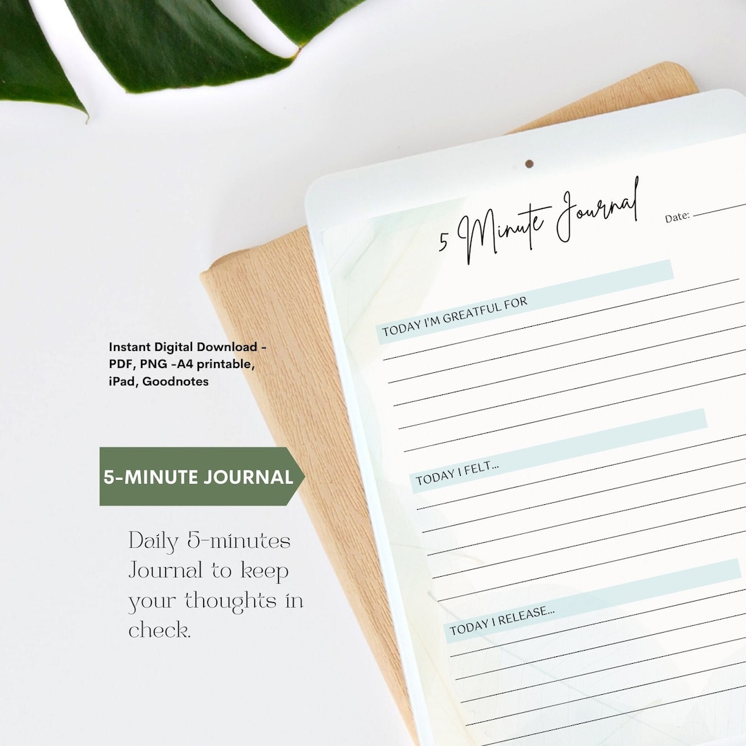 5-minute Mindfulness Journal: Daily Gratitude, Reflection (PDF/PNG) - Etsy