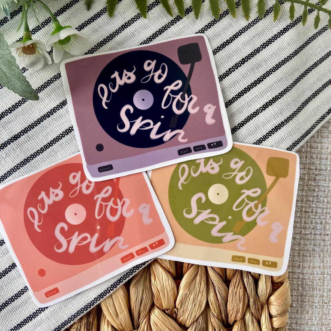 Let's Go for a Spin Sticker | Record Store Stickers, Funny Music ...