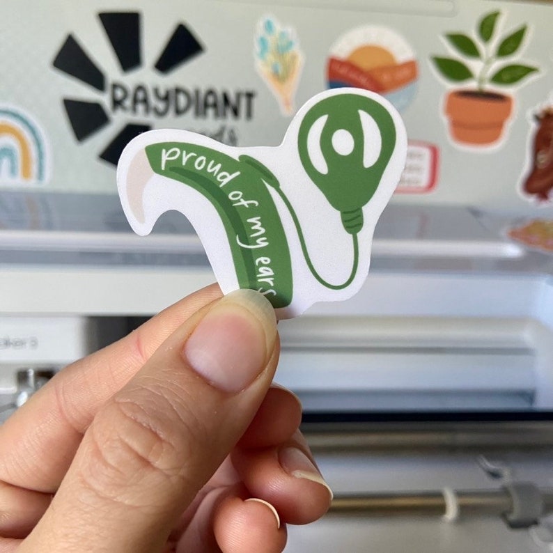 Cochlear Implant Proud of My Ears Sticker | Multiple Colors, Audiology ...