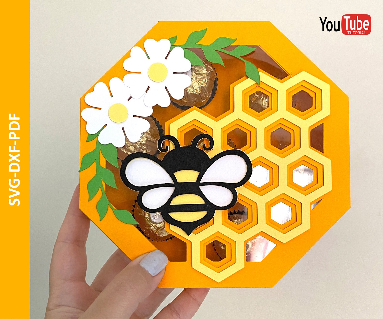 3D Honeycomb Box Svg, Mandala Honey Bee Box Svg, Chocolate Holder Gift ...