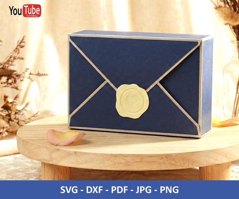 Envelope Style Box SVG Template, 3D Paper Gift Box, Envelope Gift Box ...