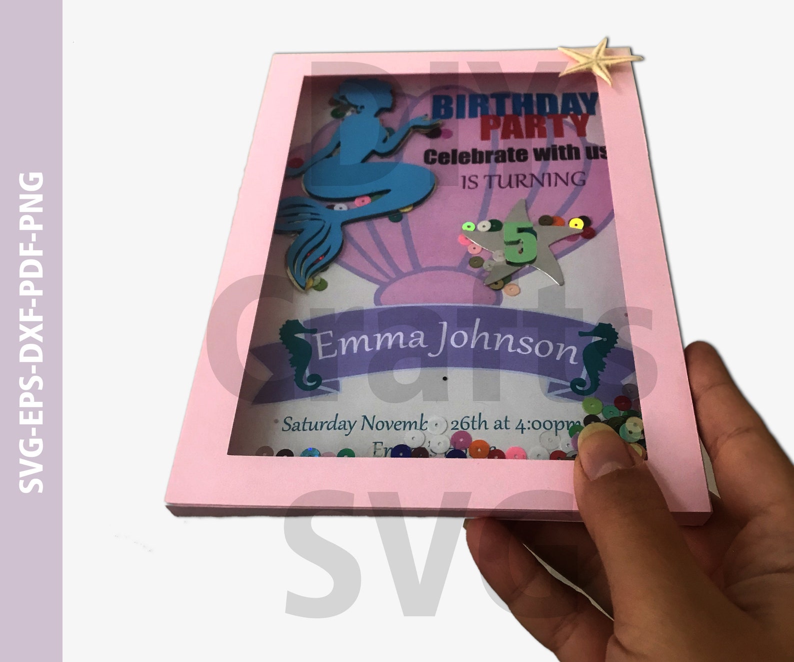 Invitation Birthday Card Shaker Svg, Birthday Invitation Instant ...