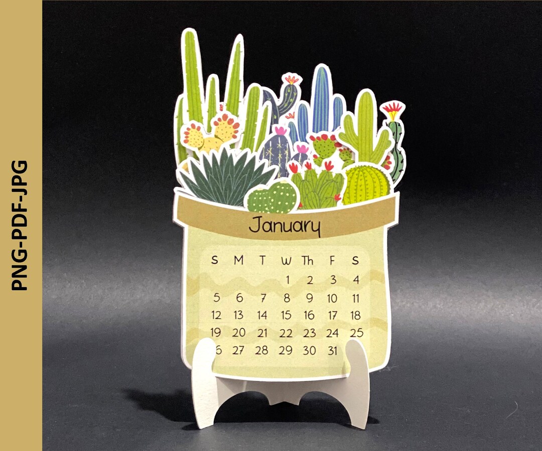 Calendar Png, Cactus Calendar Jpg, Desktop Calendar Png, Print and Cut ...