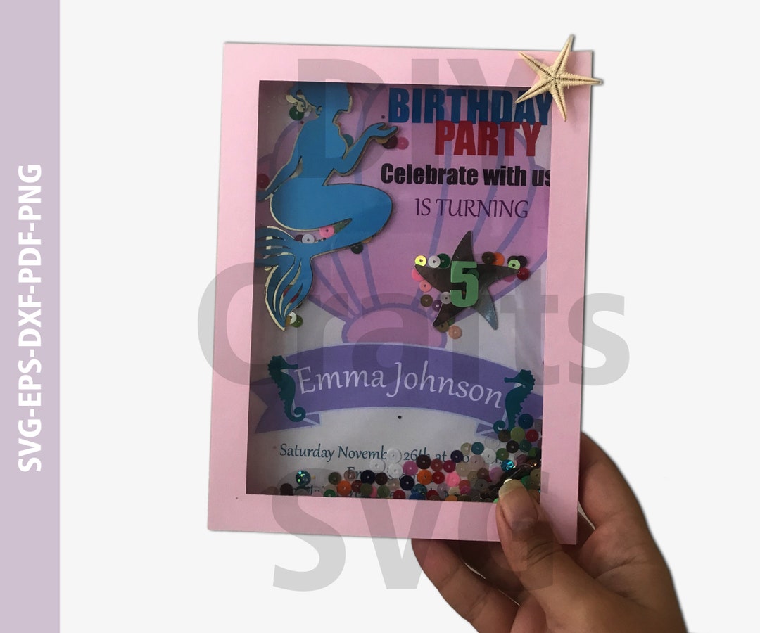 Invitation Birthday Card Shaker Svg, Birthday Invitation Instant ...