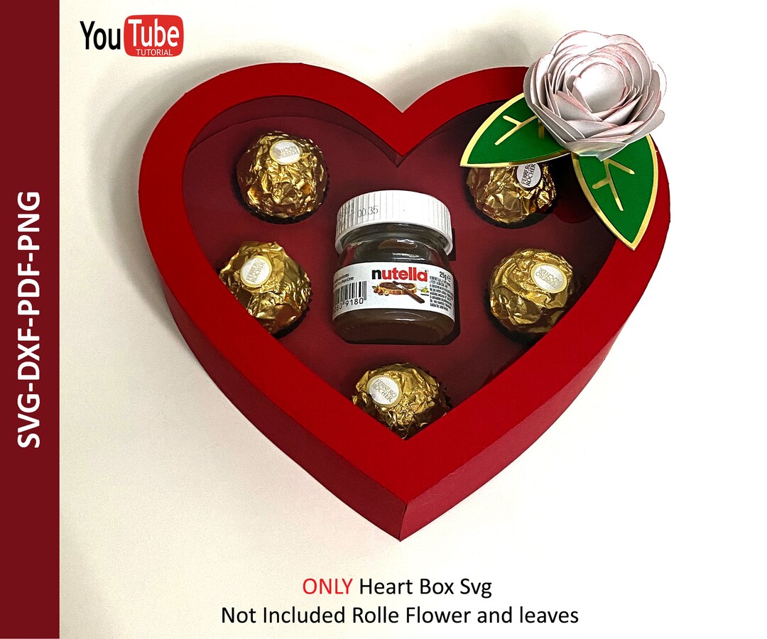 3D Heart Box Svg, Mini Nutella Heart Gift Box Svg, Valentine's Day Gift ...