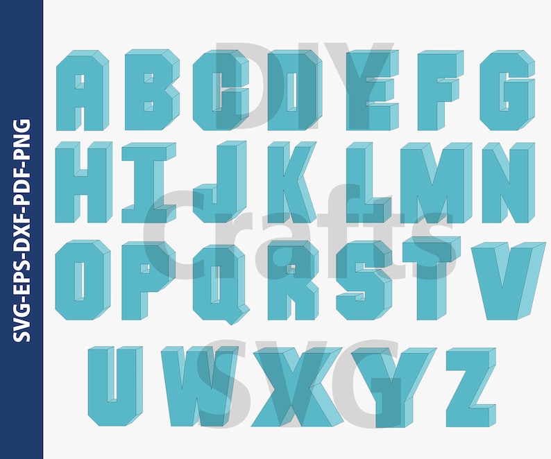 3D Alphabet and Number Svg, A-Z Letter 3D Alphabet , 0-9 3D Number ...