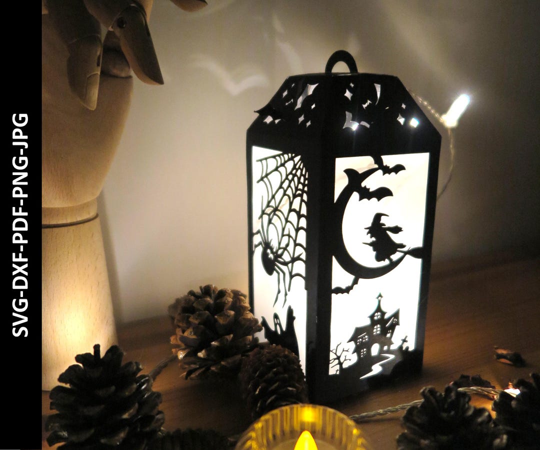 Halloween Craft Lantern SVG - Spooky Paper Pumpkin and Witche With ...