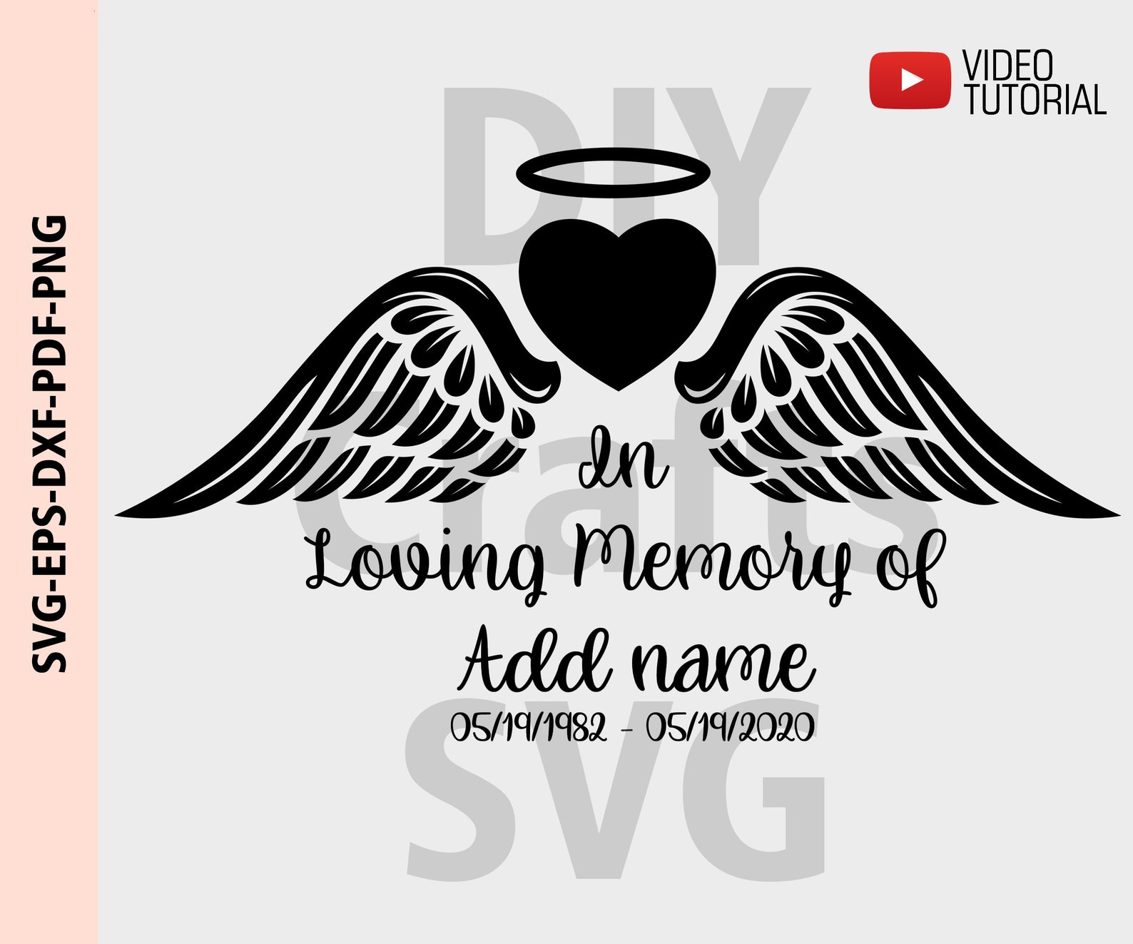 Rest in Peace Svg Png Files, Memorial Angel Wings Svg for Shirts ...