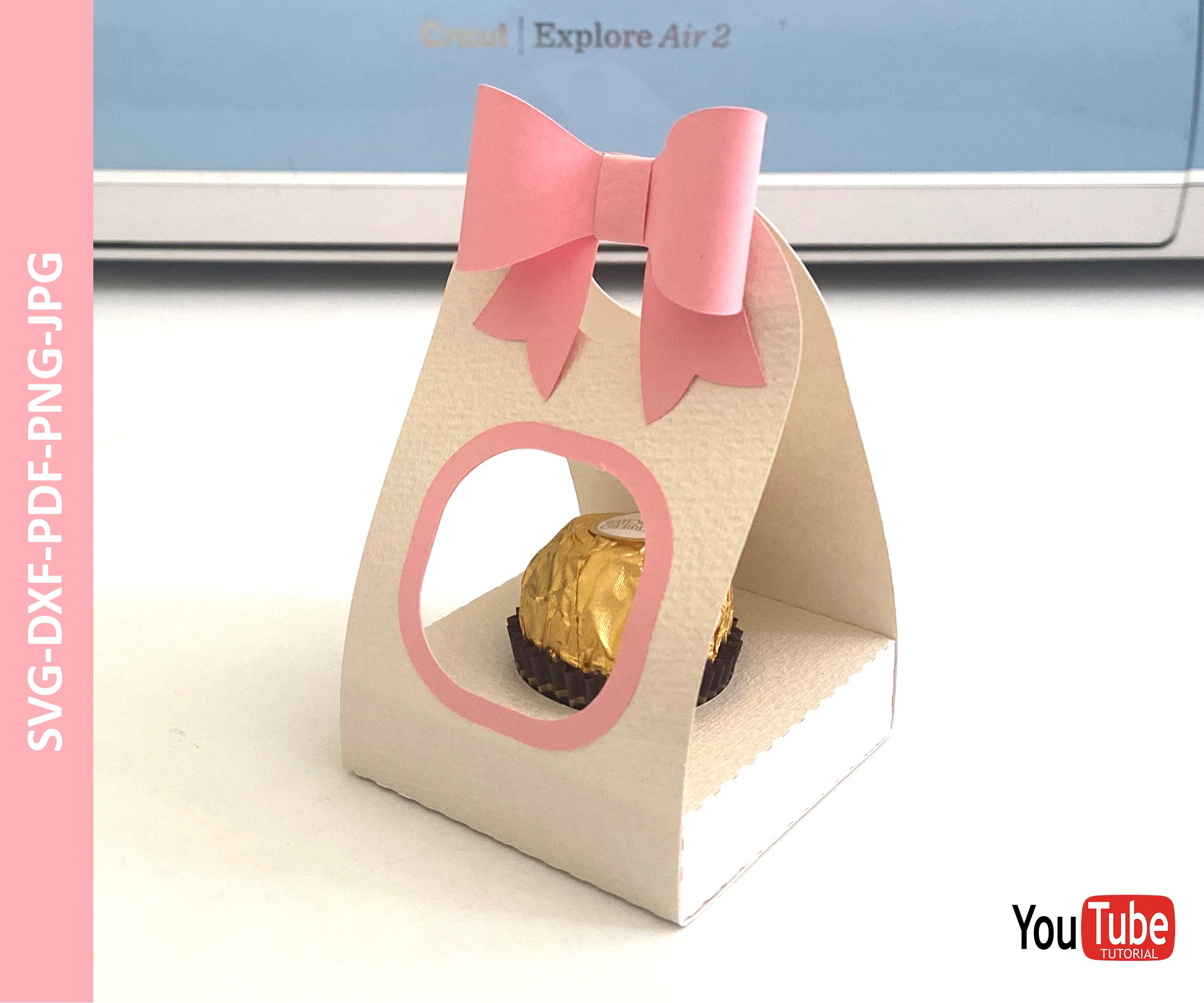 Chocolate Gift Box Template Svg, Chocolate Holder Gift Box With Bow ...