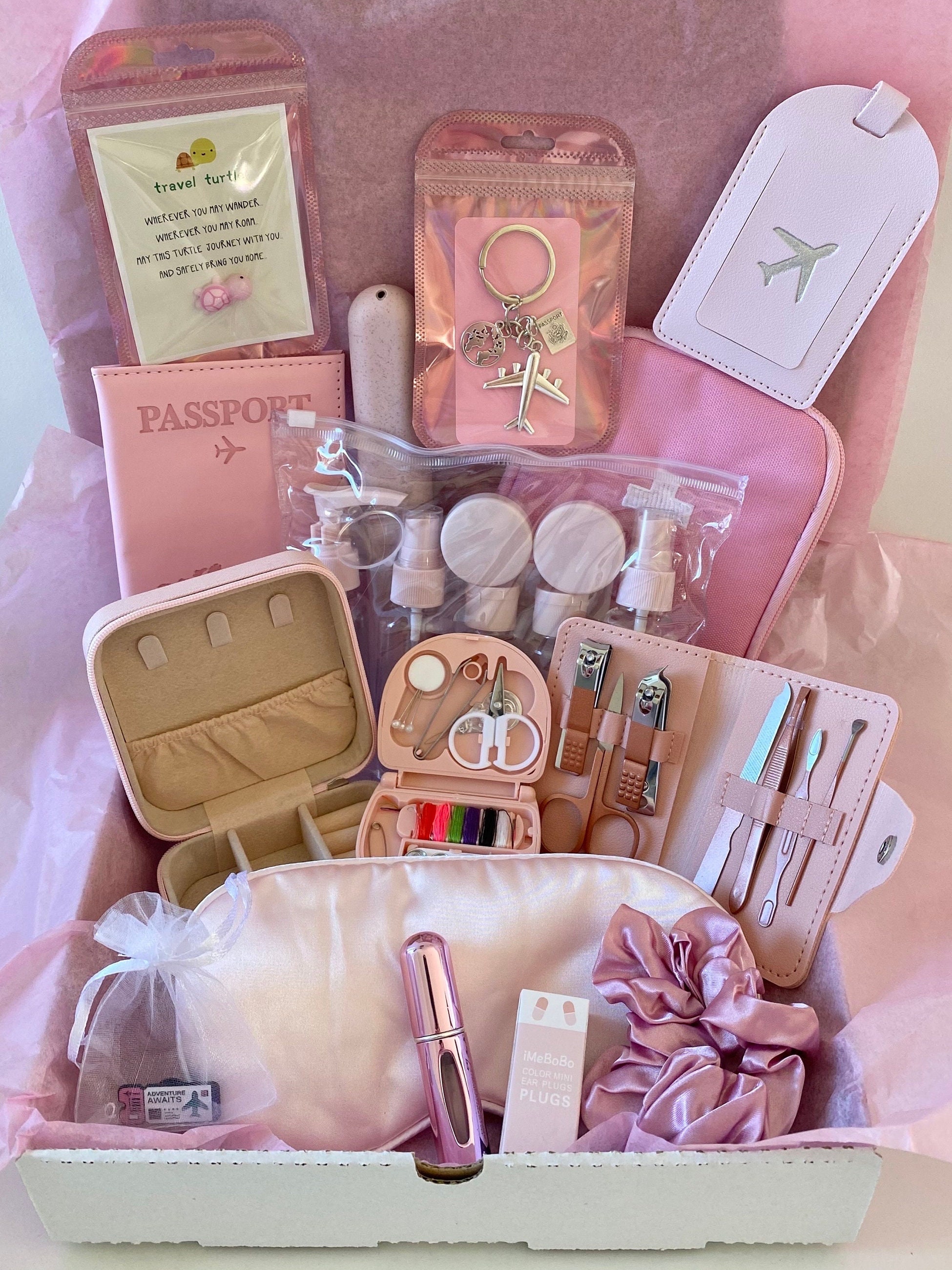 Travel Essentials Kit. Pink Holiday Minis Gift Box. Travel Hamper ...