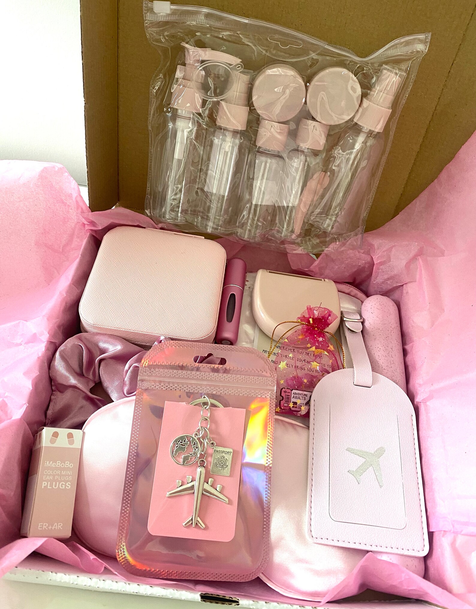 Travel Essentials Kit. Pink Holiday Minis Gift Box. Travel Hamper ...