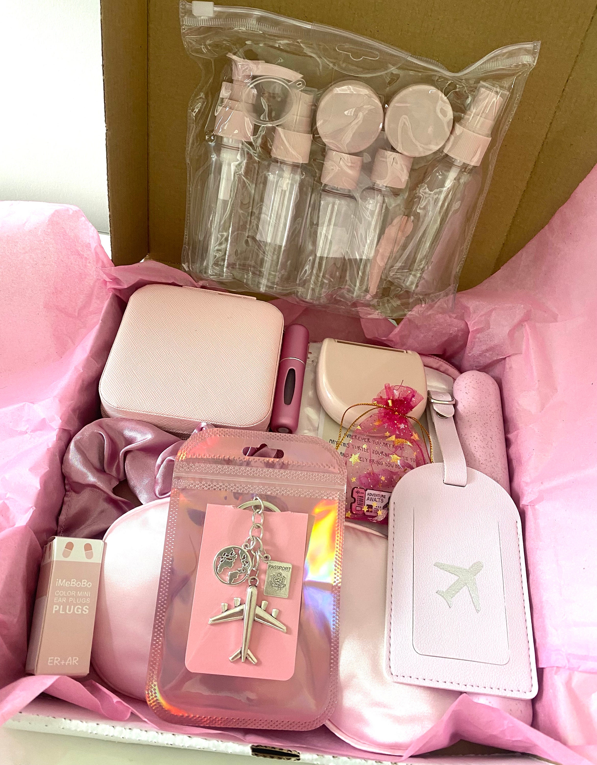 Travel Essentials Kit. Pink Holiday Minis Gift Box. Travel Hamper ...