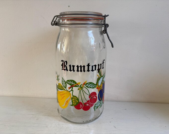 Large Glass Rumtopf Preserving Bottle, Made in Reims France, Fruit, Rum ...