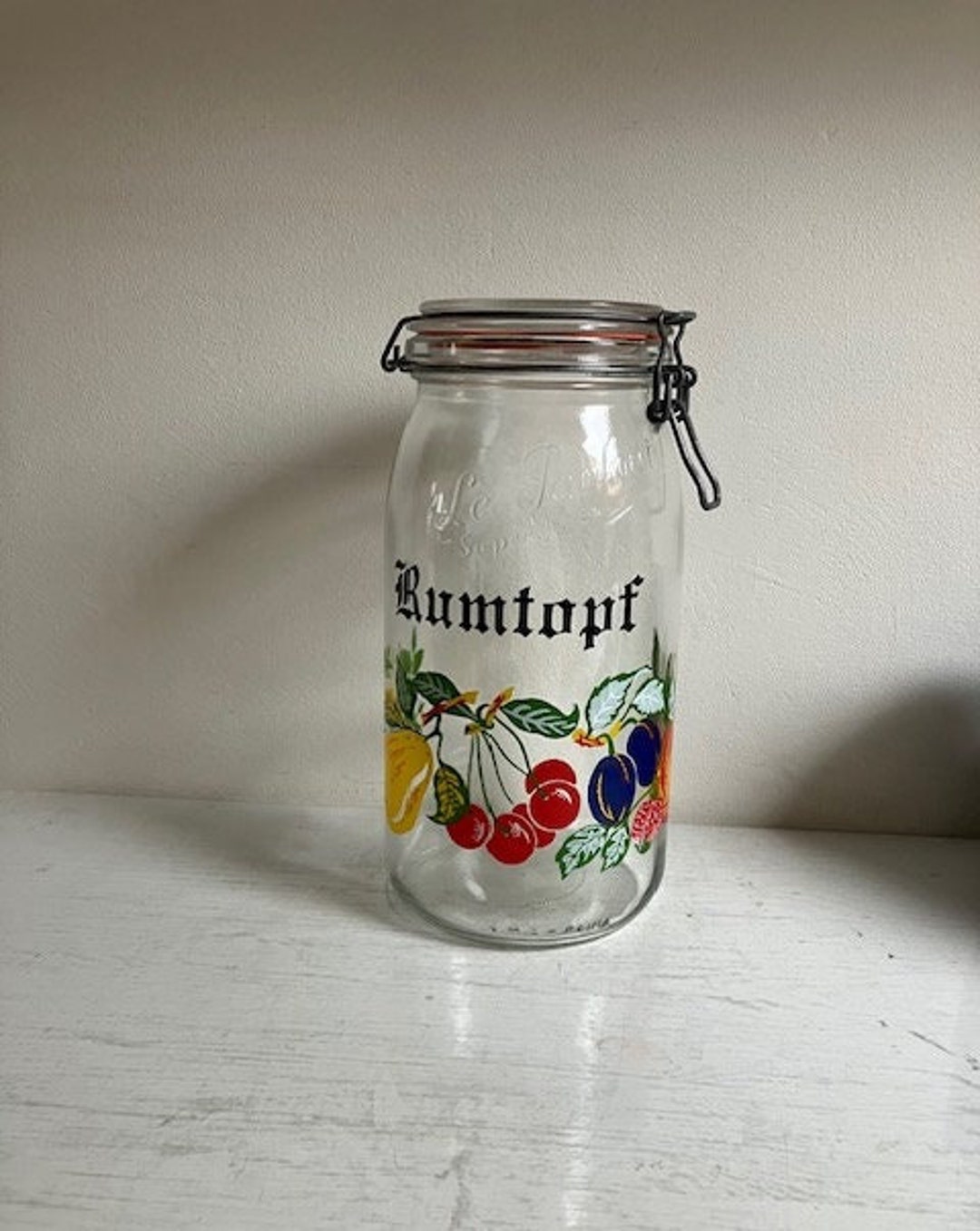 Large Glass Rumtopf Preserving Bottle, Made in Reims France, Fruit, Rum ...