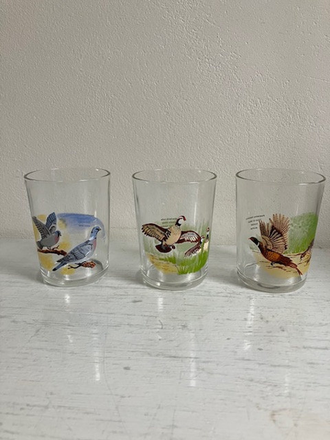 Set of Three Lemonade Glasses, Birds, Reims France - Etsy