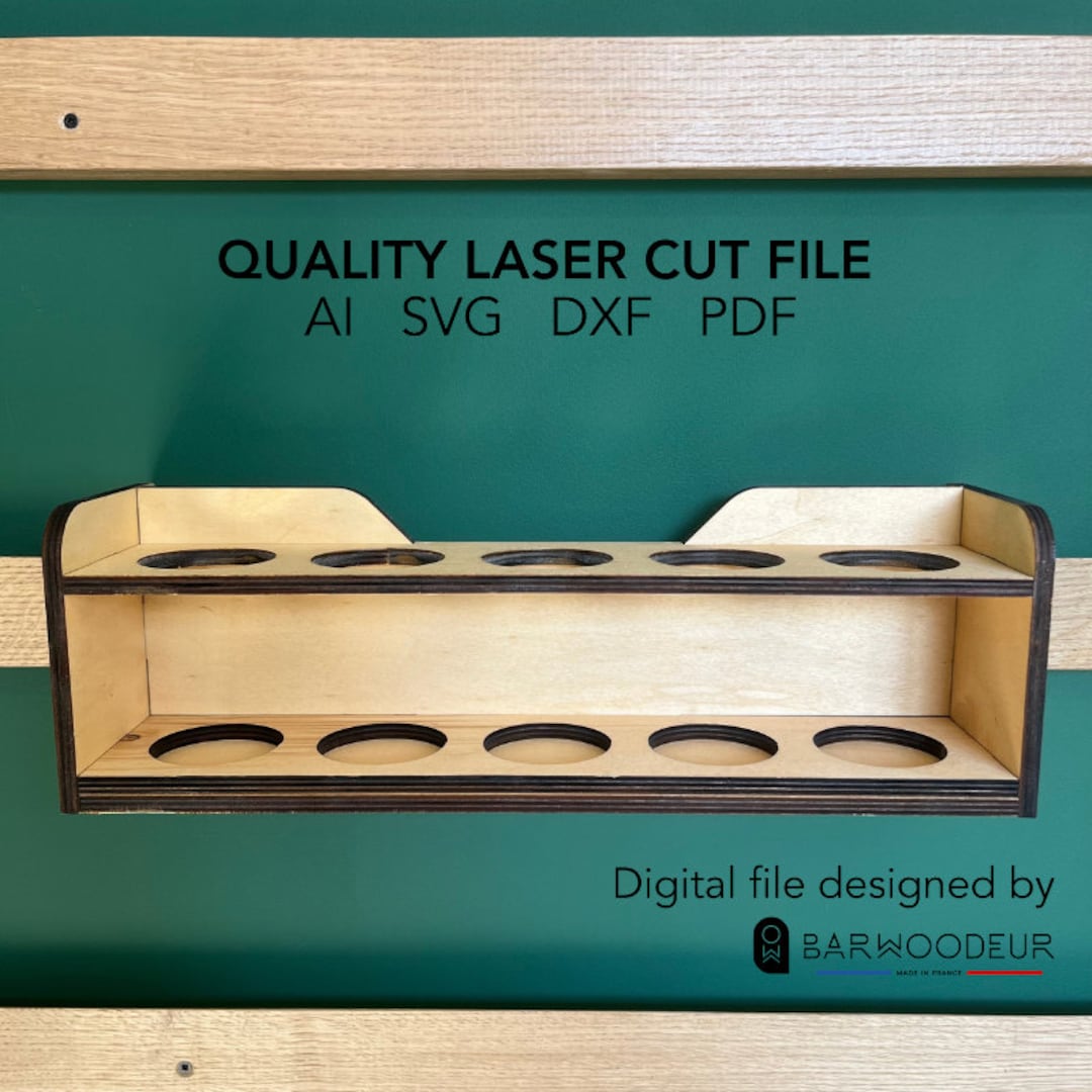M014 French Cleat Module for 5 Bottle Storage / Laser Cut File .ai .svg ...