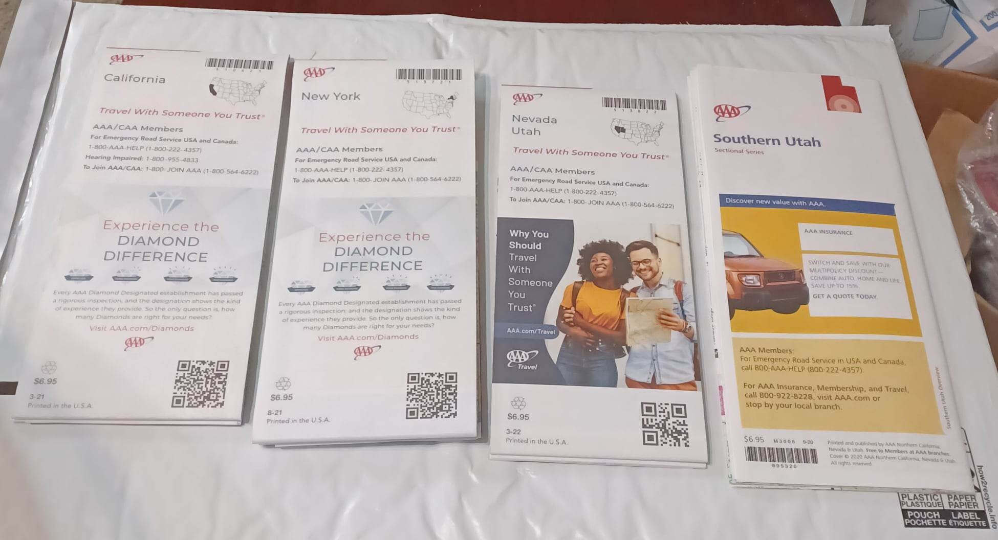 Set of 4 AAA Maps of Southern Utah /nevada /california /new - Etsy