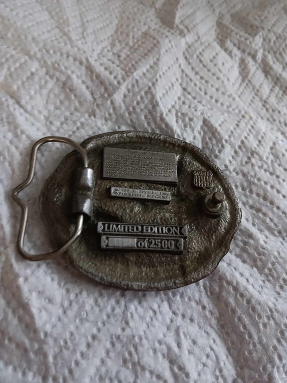 1989 pewter american sheep farmer belt buckle - Gem