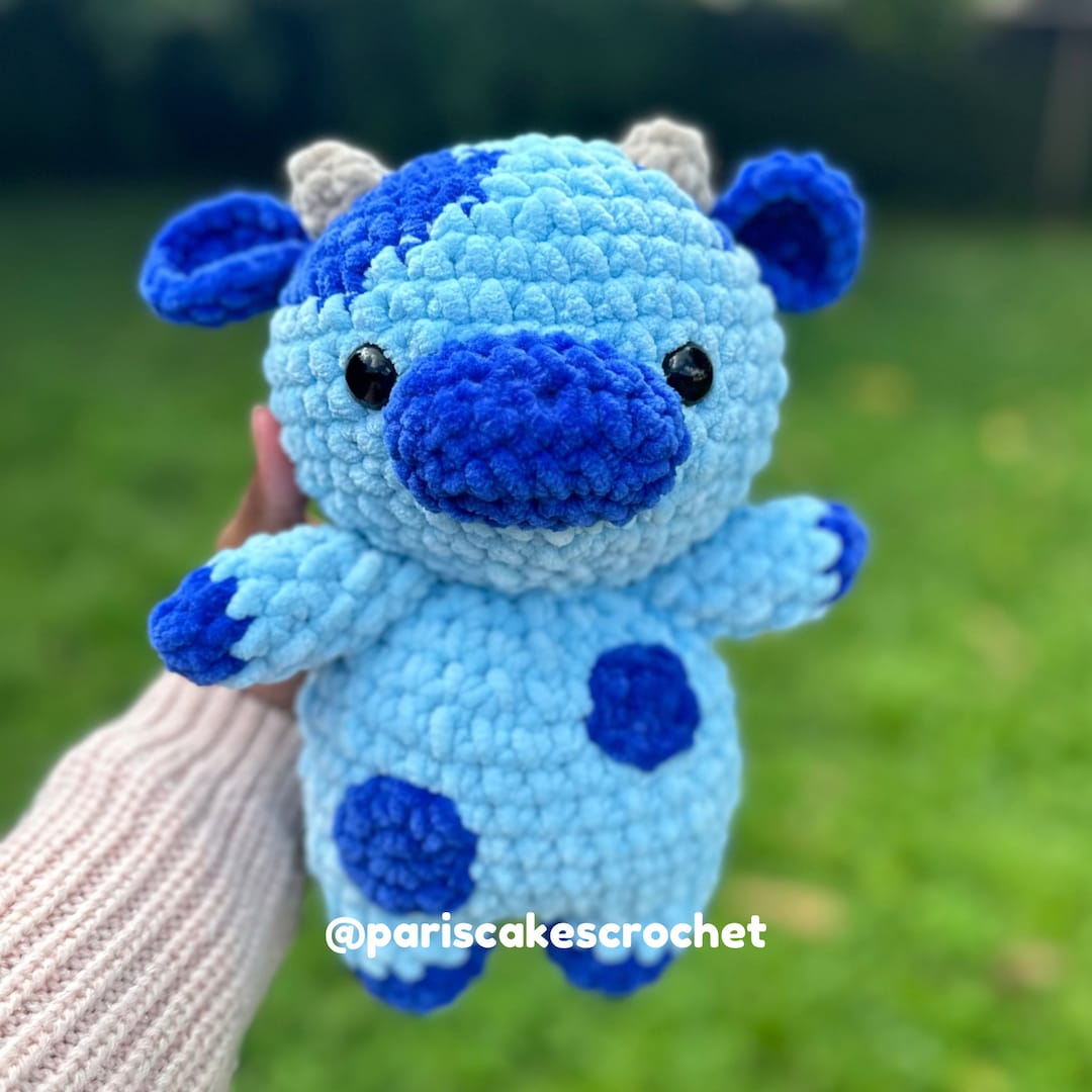 Bluebell Cow Plushie, Blueberry Cow Plushie, Crochet Cow, Cute Cow ...