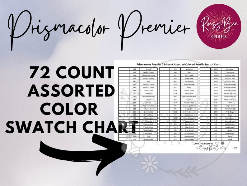 Prismacolor Premier 72-ct. Assorted Printable Swatch Chart - Etsy