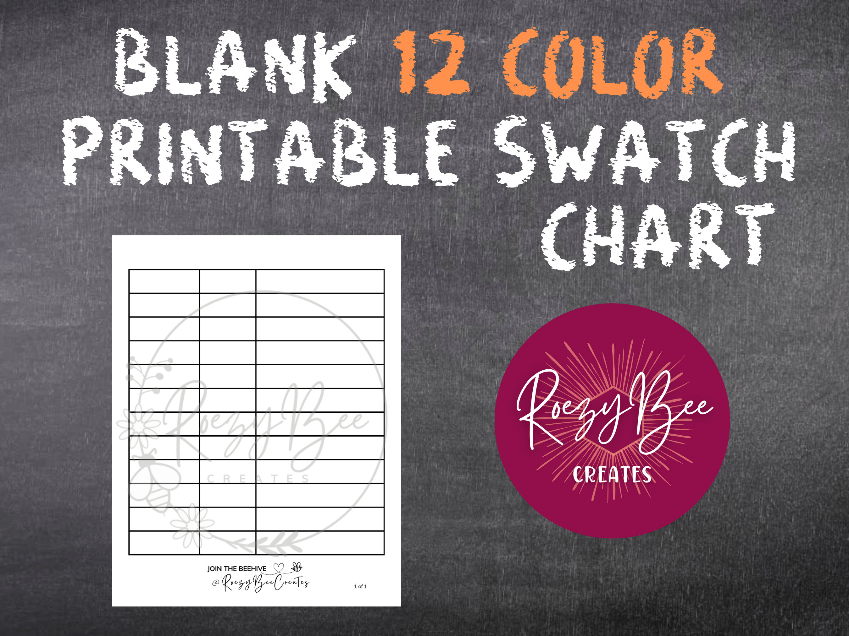 Blank 12-ct. Printable Swatch Chart, Colored Pencils Swatch Chart ...