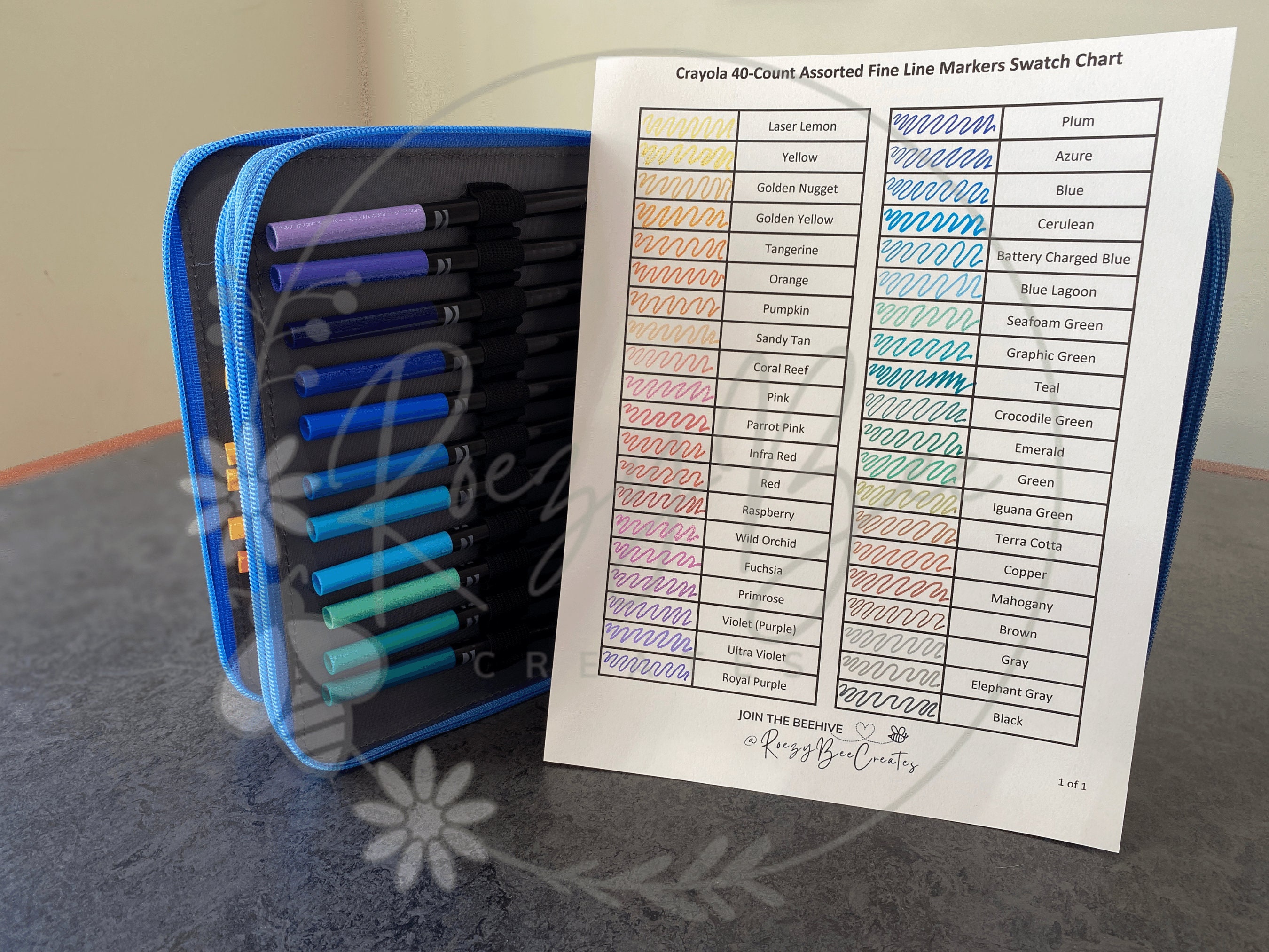 Crayola 40-ct. Assorted Fineline Markers Printable Fillable Swatch ...