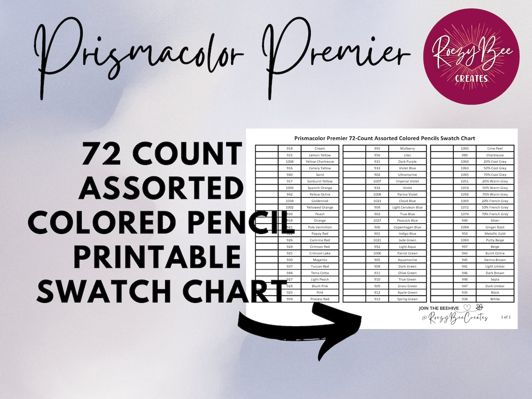 Prismacolor Premier 72-ct. Assorted Printable Swatch Chart, Fillable ...