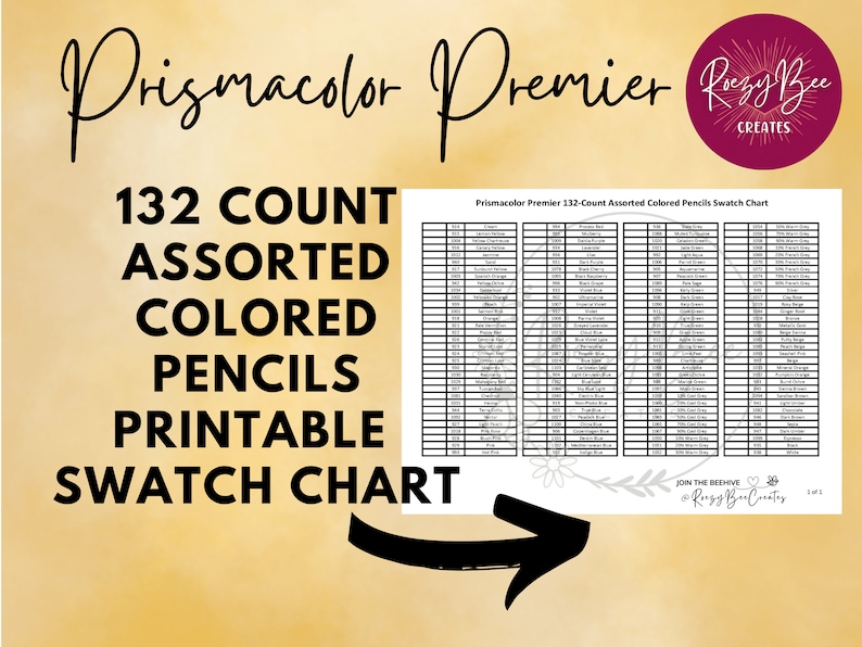 Prismacolor Premier 132-ct. Assorted Printable Swatch Chart, Fillable ...