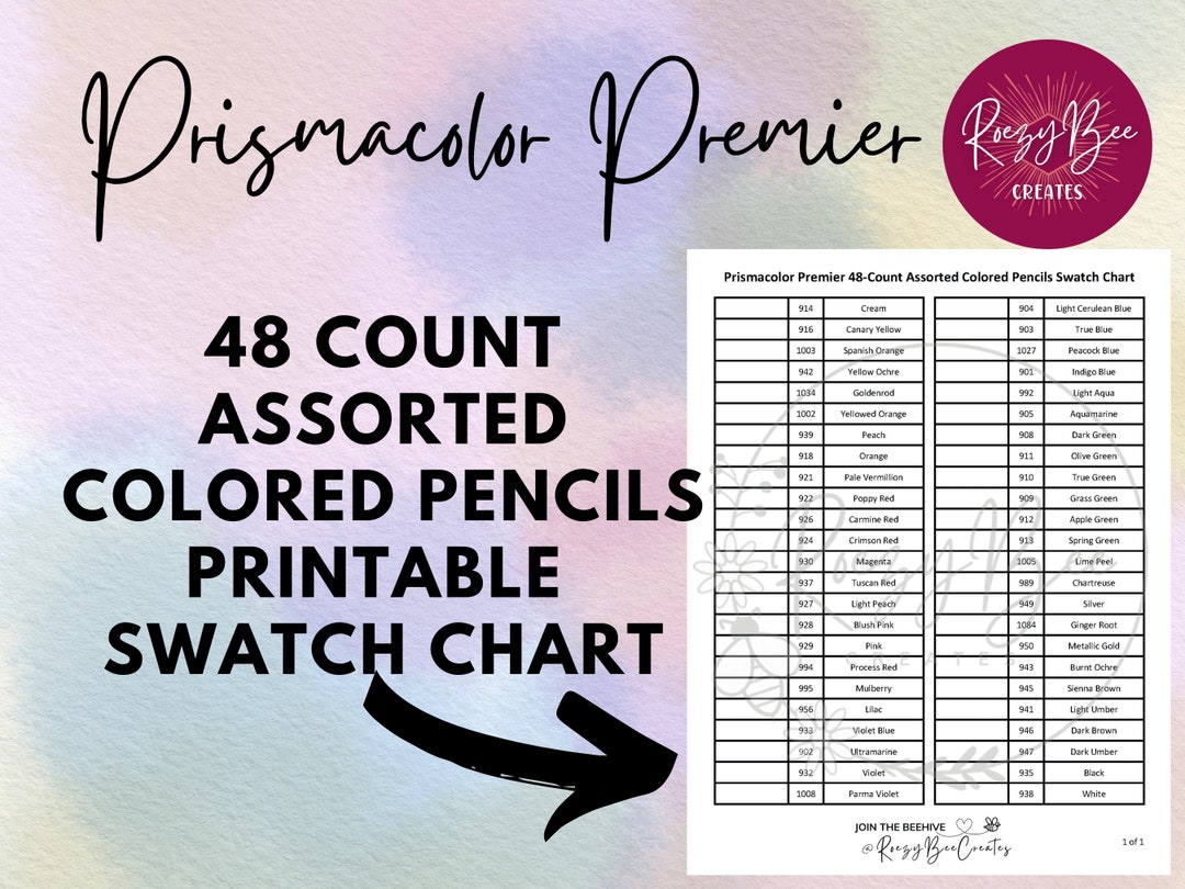 Prismacolor Premier 48-color Swatch Chart, Fillable Printable (PDF) - Etsy