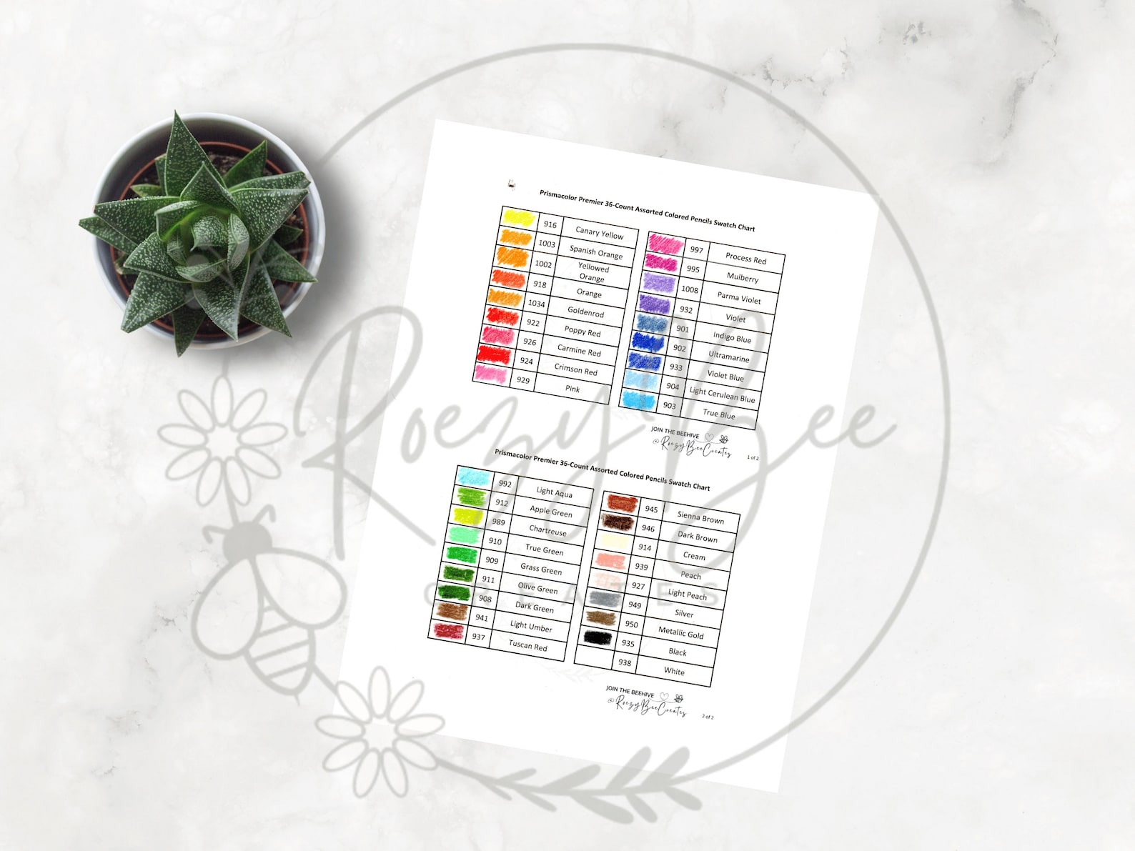 Prismacolor Premier 36-ct. Assorted Printable Swatch Chart, Fillable ...